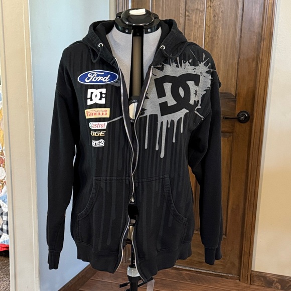 DC | Jackets & Coats | Dc 43 Block Ford Black And Gray Drip Logo Hoodie ...